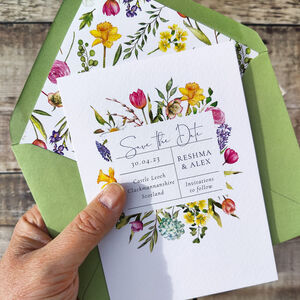 Spring Flowers Save The Date Cards And Envelopes By Paper Willow ...