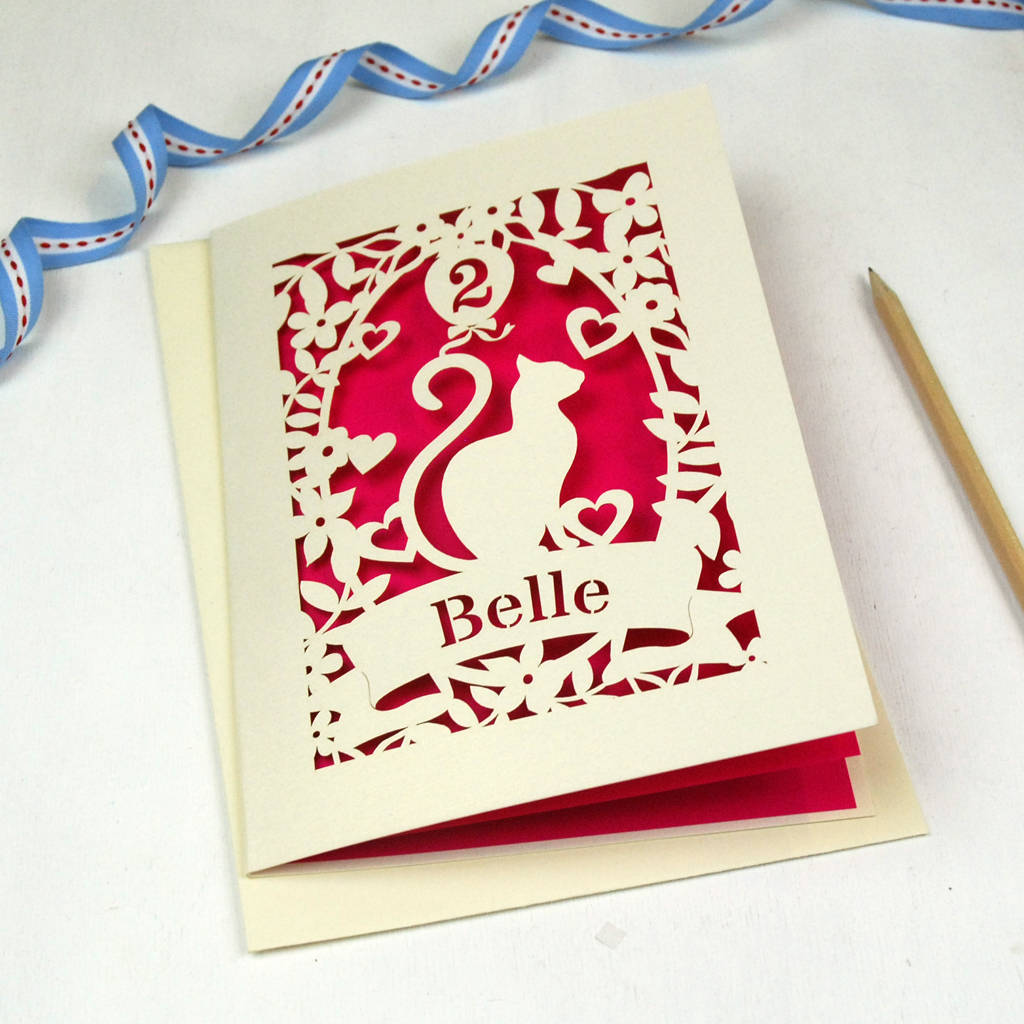 personalised papercut cat birthday card by pogofandango ...