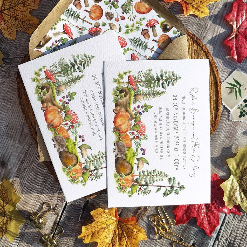 Autumn Woodland Evening Invitations And Envelopes By Paper Willow ...