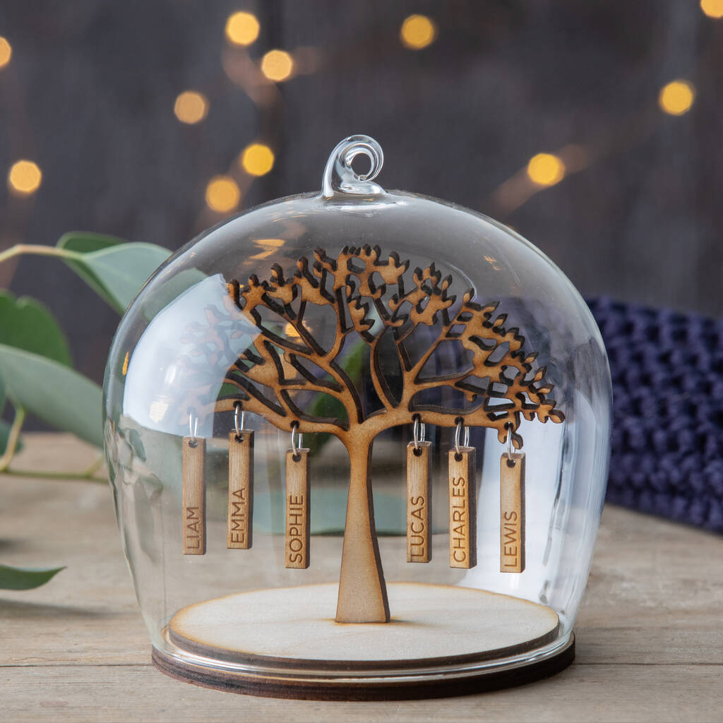 Personalised Wooden Family Tree Dome Decoration By Twenty-Seven ...
