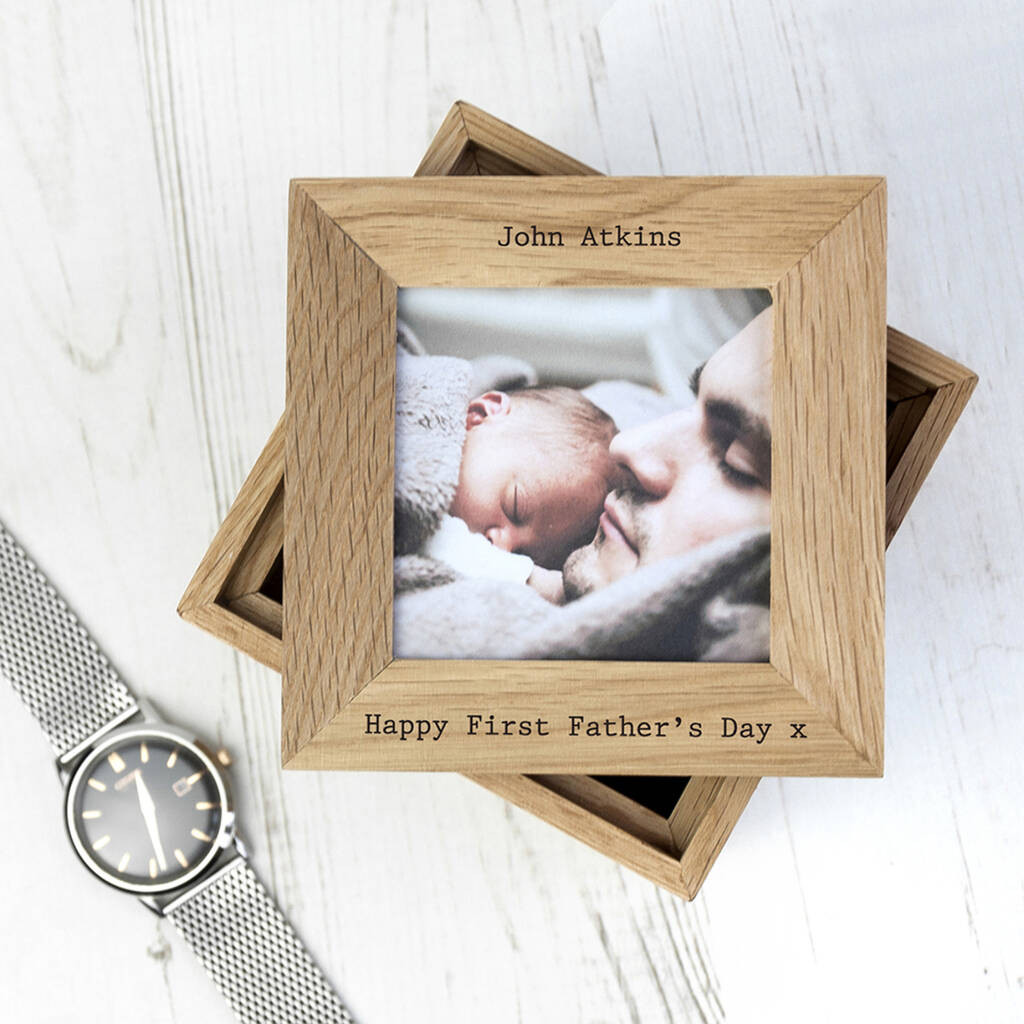 Dad's Personalised Oak Photo Cube Keepsake Box By JUNGLEY | notonthehighstreet.com