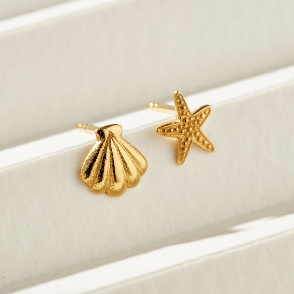 starfish and shell stud earrings by posh totty designs ...
