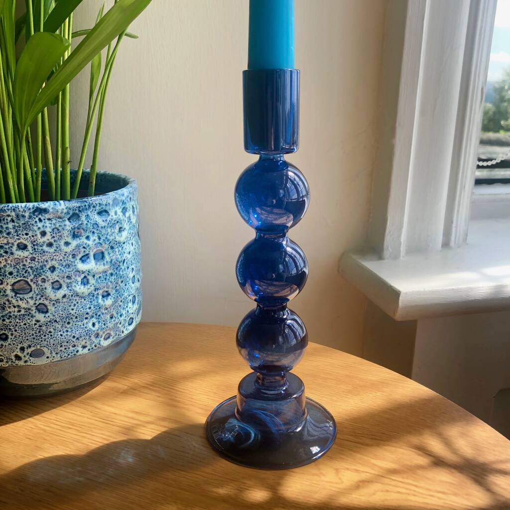Colourful Glass Candlestick By Pink Pineapple Home & Gifts