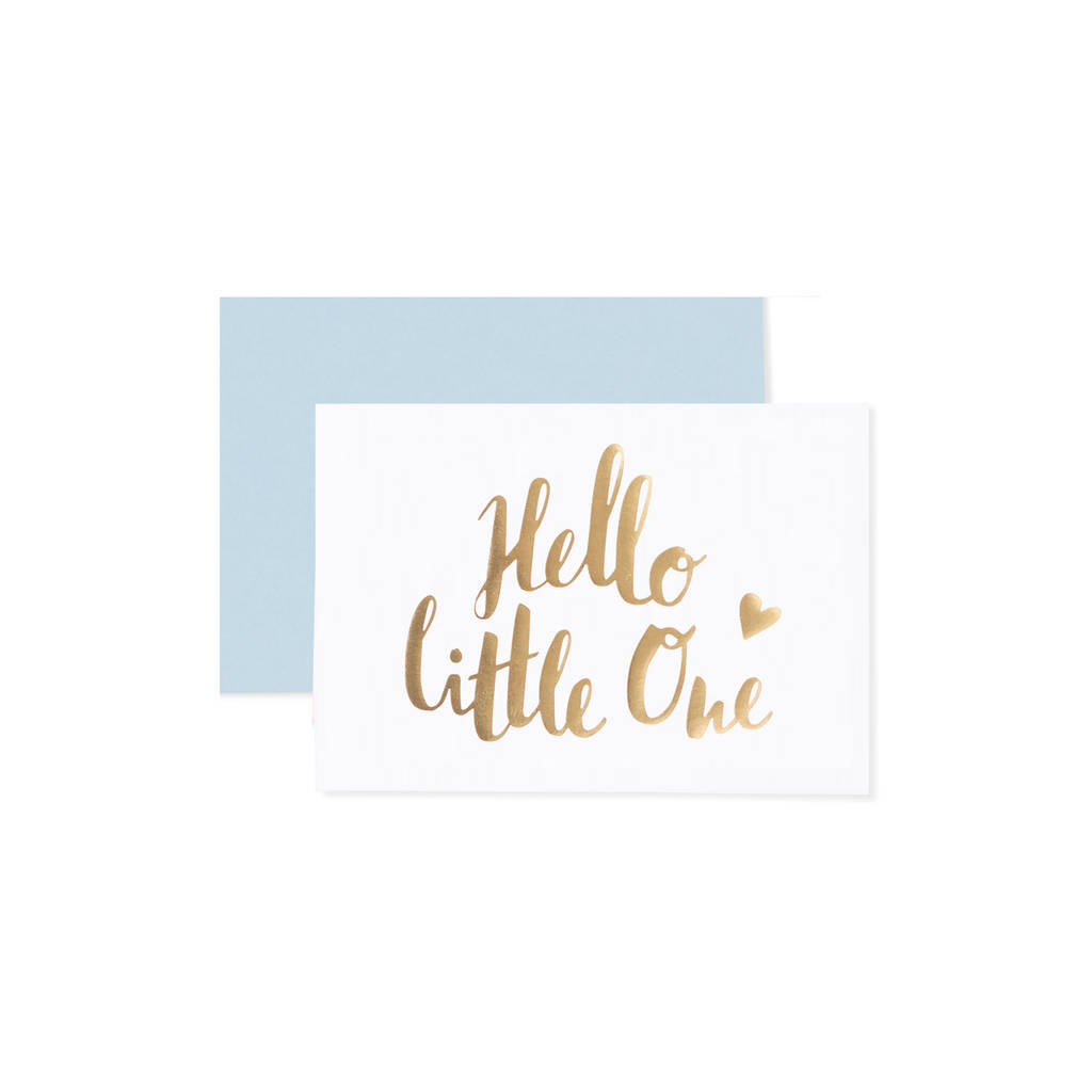 Folding Card Hello Little One Gold By EULENSCHNITT | notonthehighstreet.com