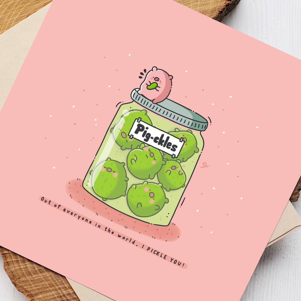Cute Pickles Greetings Card By Toastedink