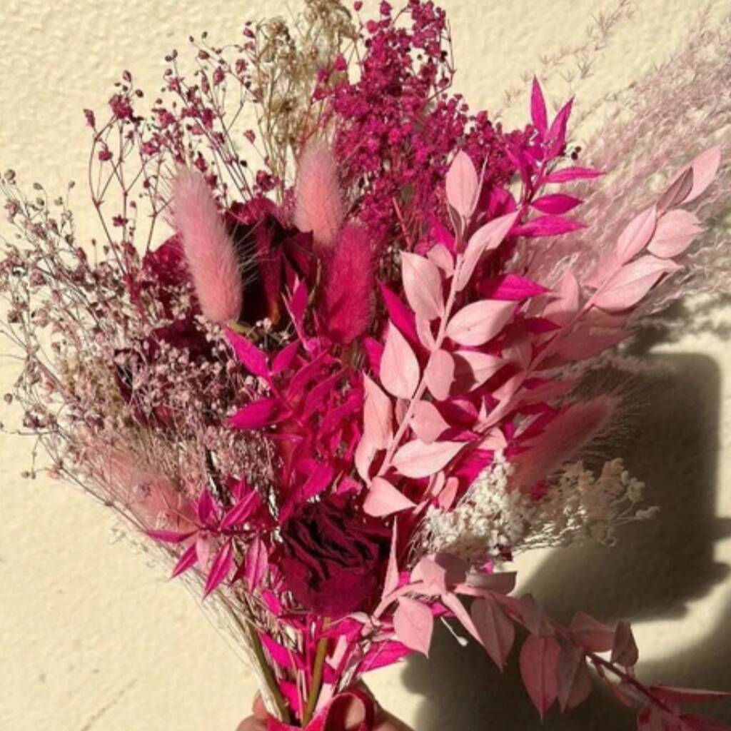 Pink Dried Flower Bouquet By Neon Knotz | notonthehighstreet.com