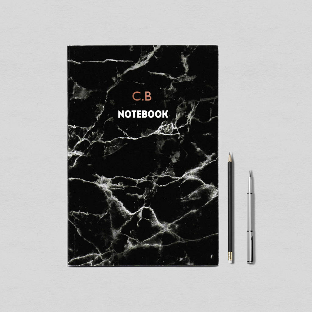 Personalised Black Marble Notebook By Talk Tell Notonthehighstreet