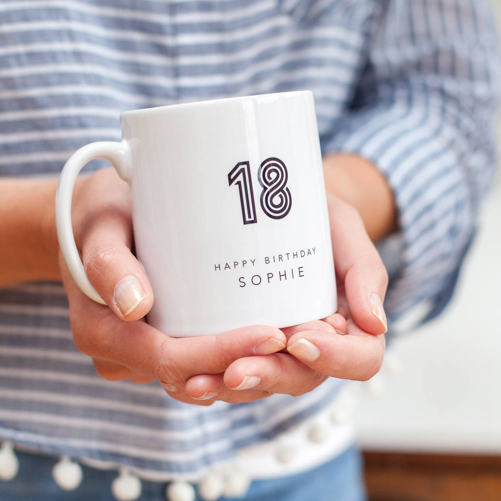 18 birthday mug with personalised name by little cherub design ...
