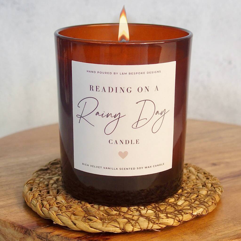 Book Lovers Gift Reading On A Rainy Day Candle By L&M Bespoke Designs