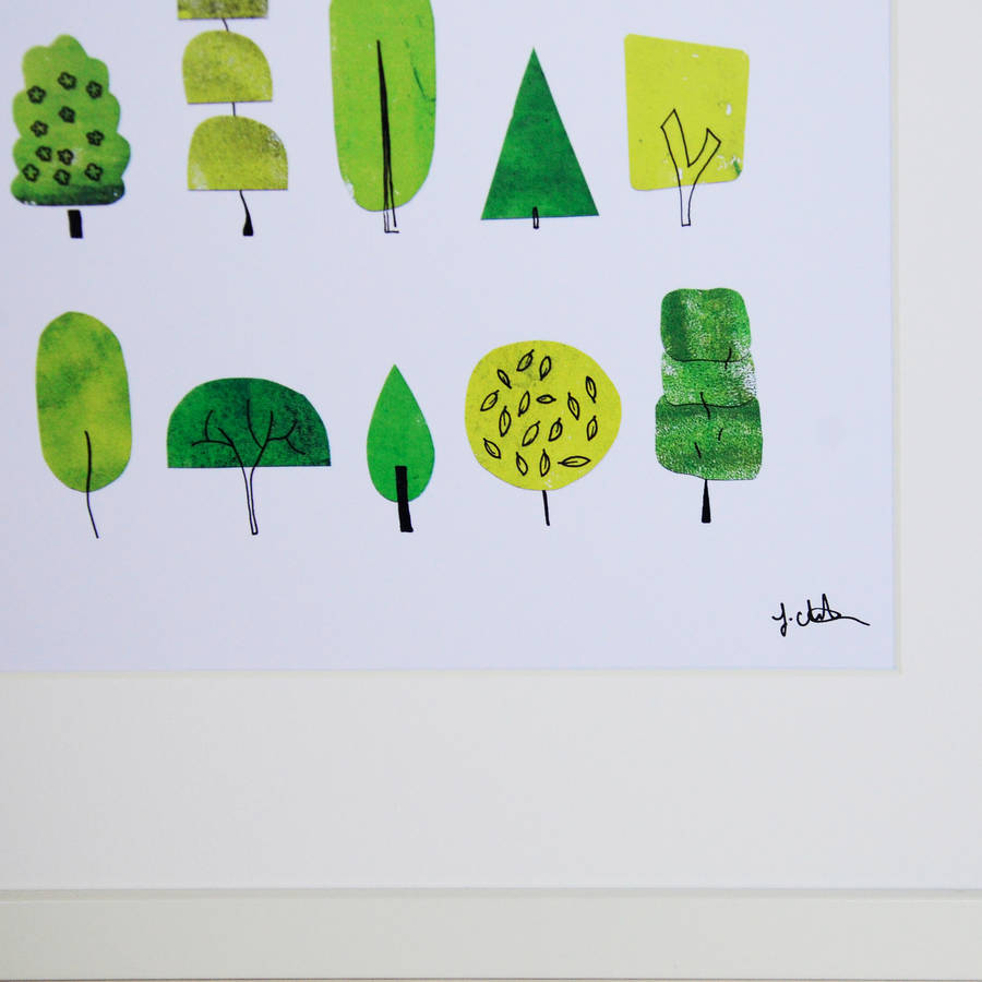 Green Trees Collage Print By Fiona Clabon Illustration ...