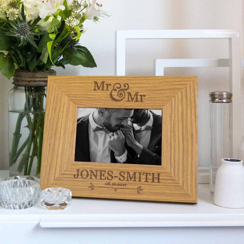 mr and mrs personalised wedding photo frame by dust and things ...