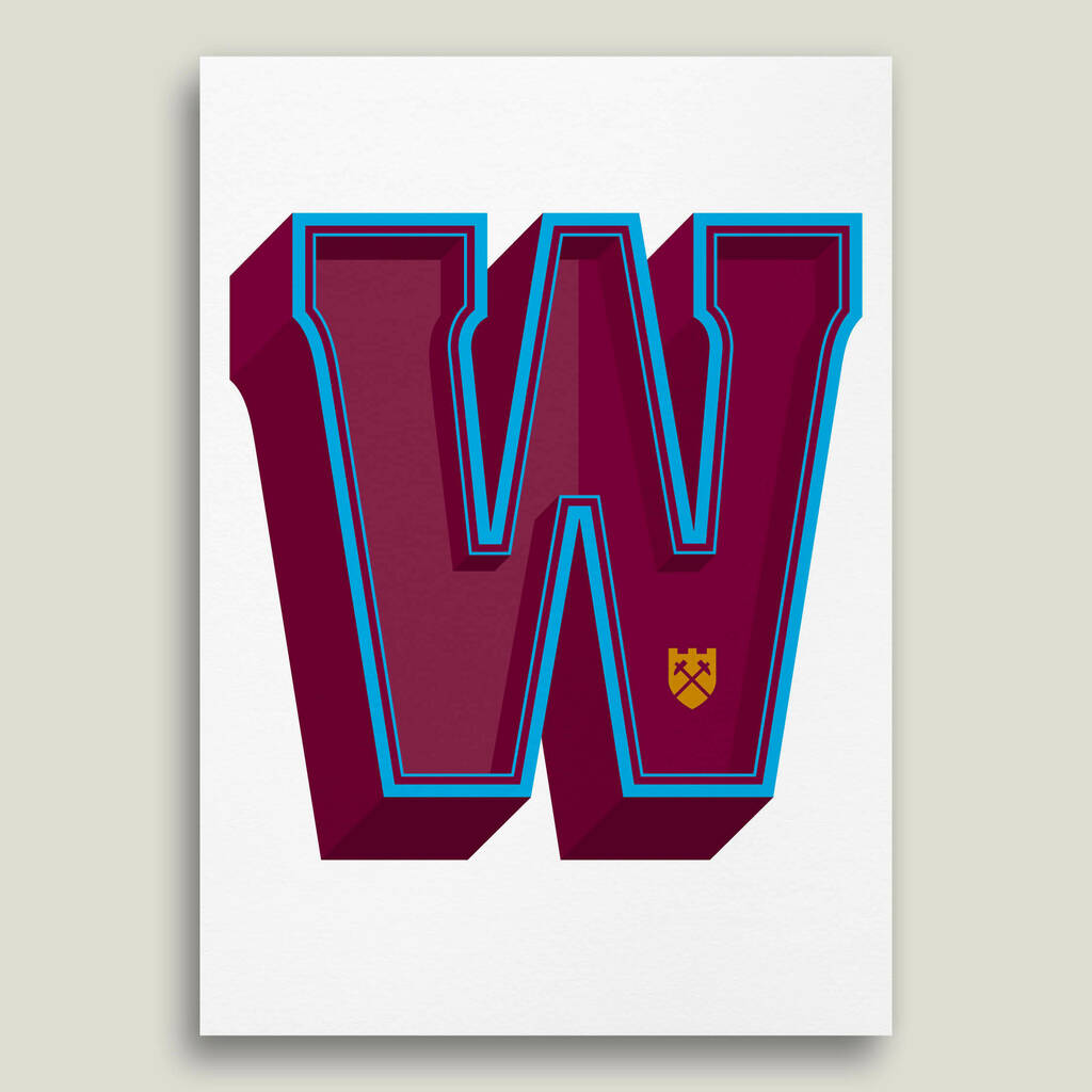 West Ham Football Typography Wall Art A Z Prints By Dinkit ...