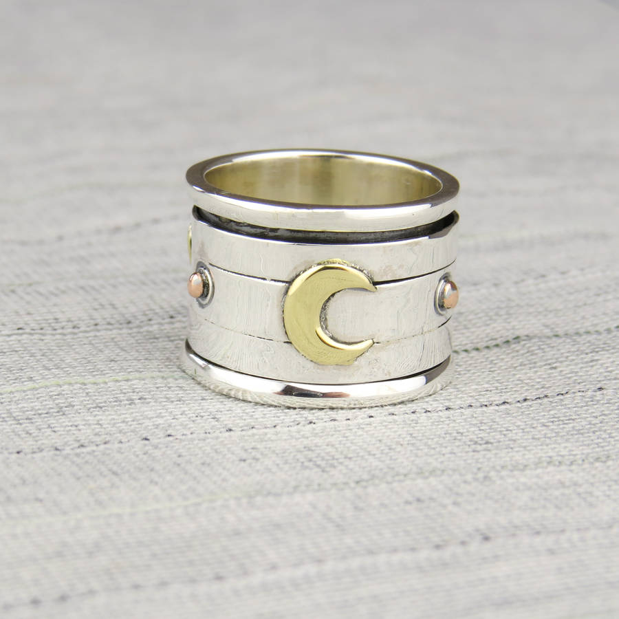 Crescent Moon Spinning Ring By Luna Emporium