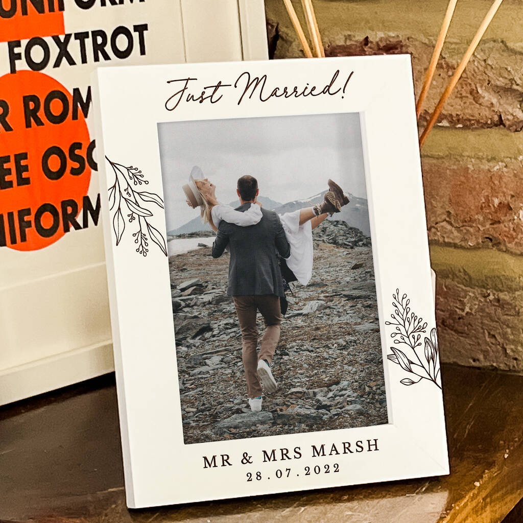 Personalised Just Married Photo Frame Wedding Gift By Secret Creation ...