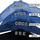 Kids Personalised Denim Jacket Classic B/W Letters By Patchy Tiger ...