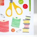 Sewing Kit Blank Card By Fiona Clabon Illustration | notonthehighstreet.com