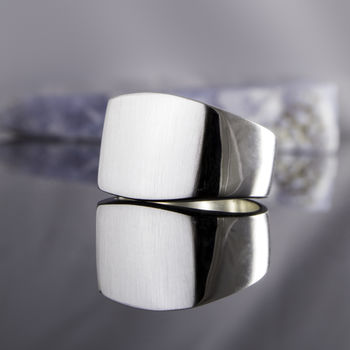 Men's Solid Silver Square Signet Ring By Otis Jaxon ...