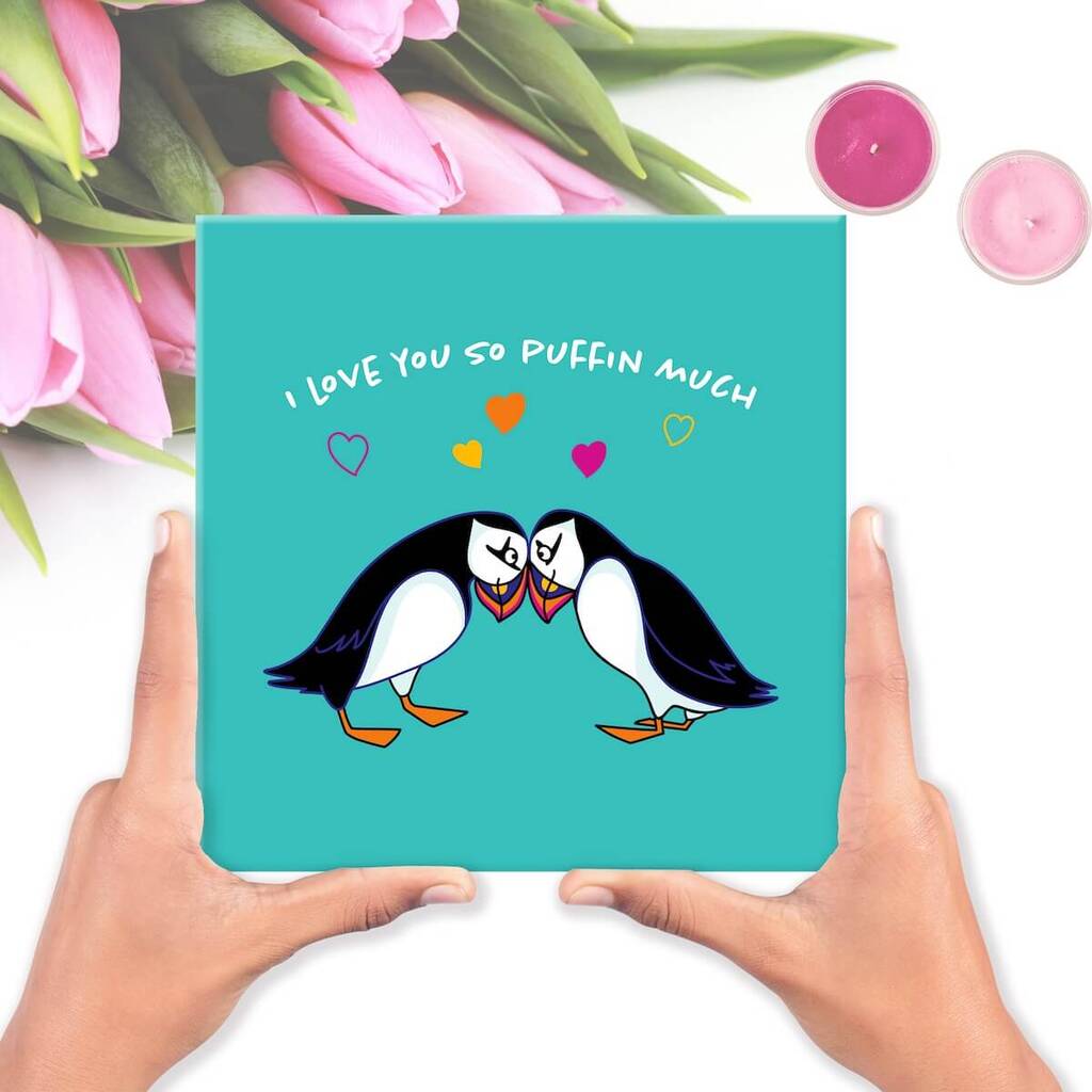 'I Love You So Puffin Much' Chocolate Card By Morse Toad