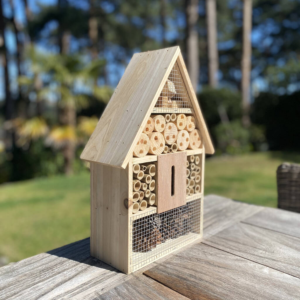 Bee Butterfly Ladybug House Outdoor Bamboo Insect Hotel - Natural ...