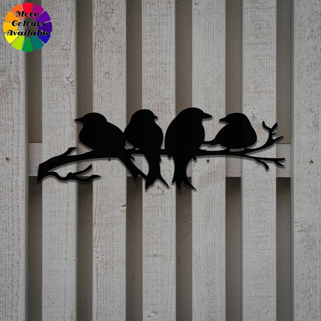 Small Metal Birds On A Branch Metal Garden Art By Duke Craft ...