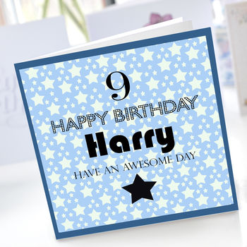 boys 9th birthday star card by amanda hancocks | notonthehighstreet.com