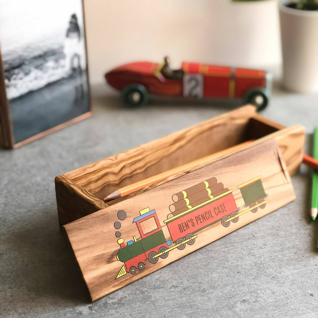 Personalised Italian Olive Wood Pencil Case By The Rustic Dish ...