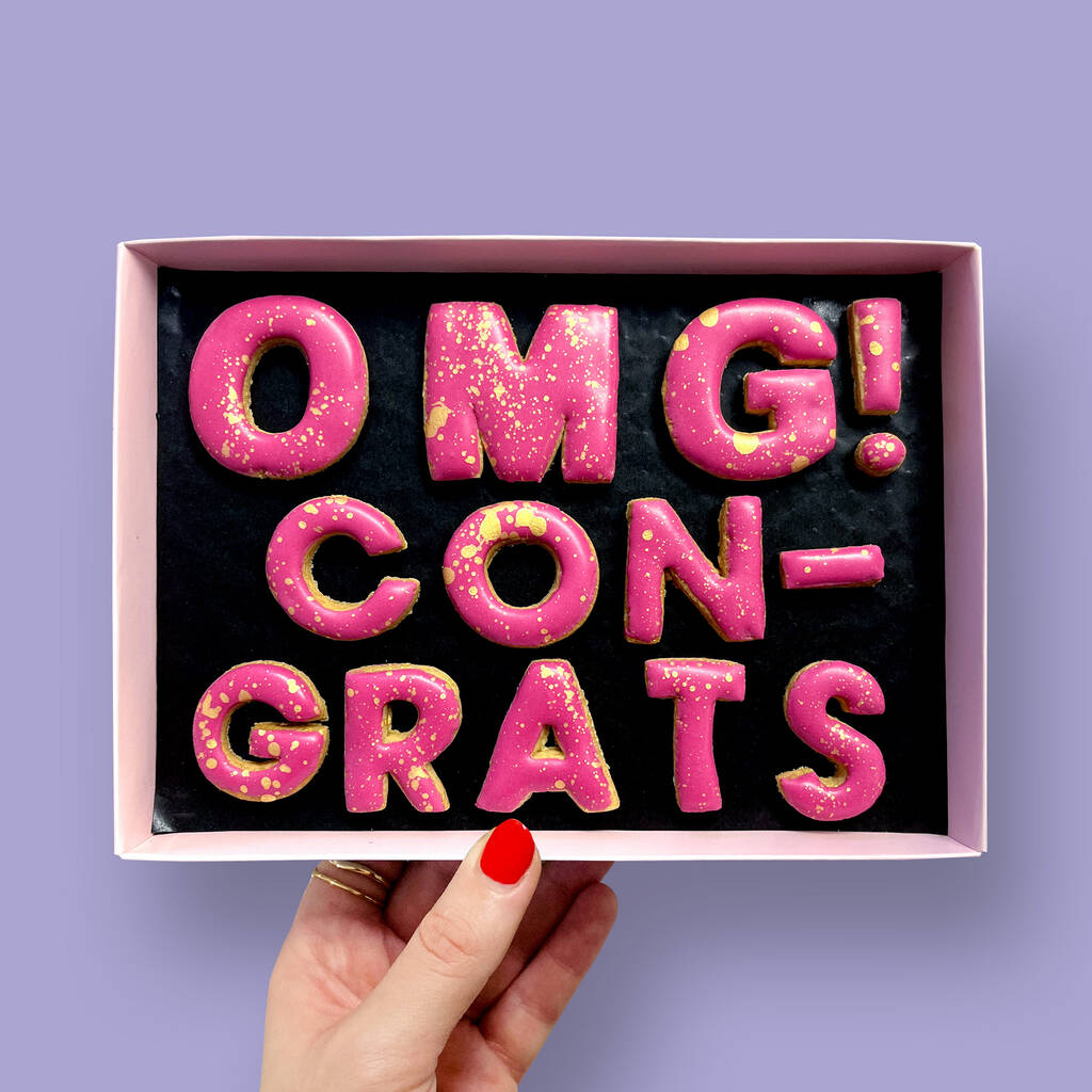 Omg! Congrats Letterbox Message Cookies Hot Pink By Baked by Steph ...