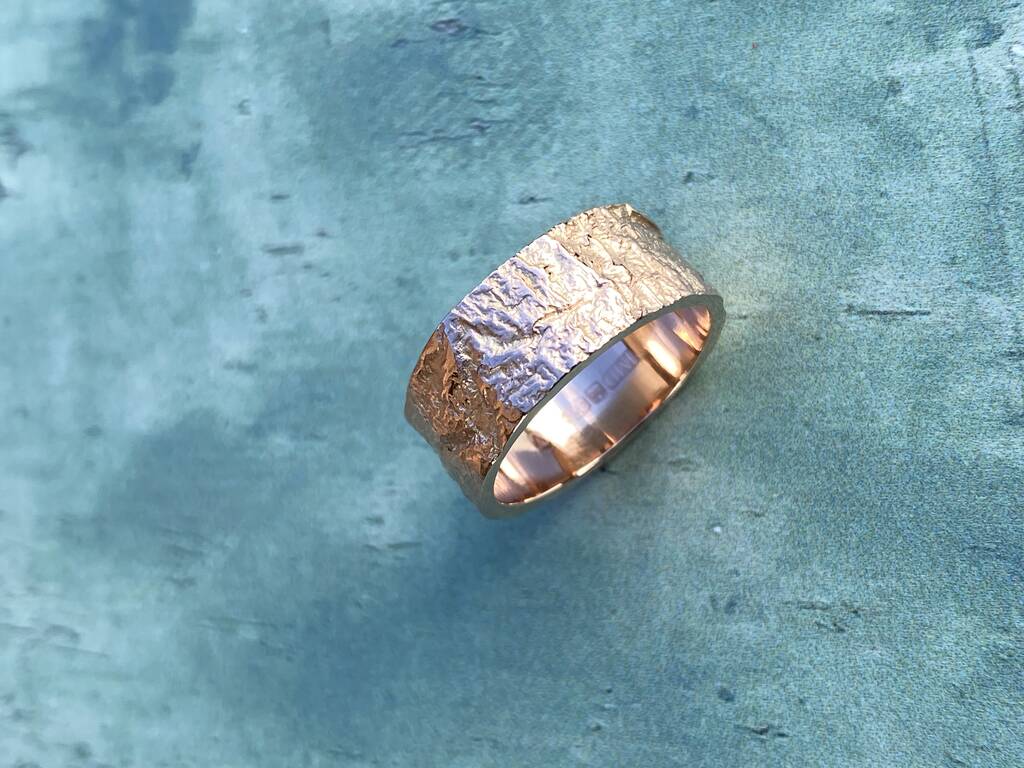 Bark Textured Solid Gold Wedding Rings By Isabella Day, Goldsmith ...