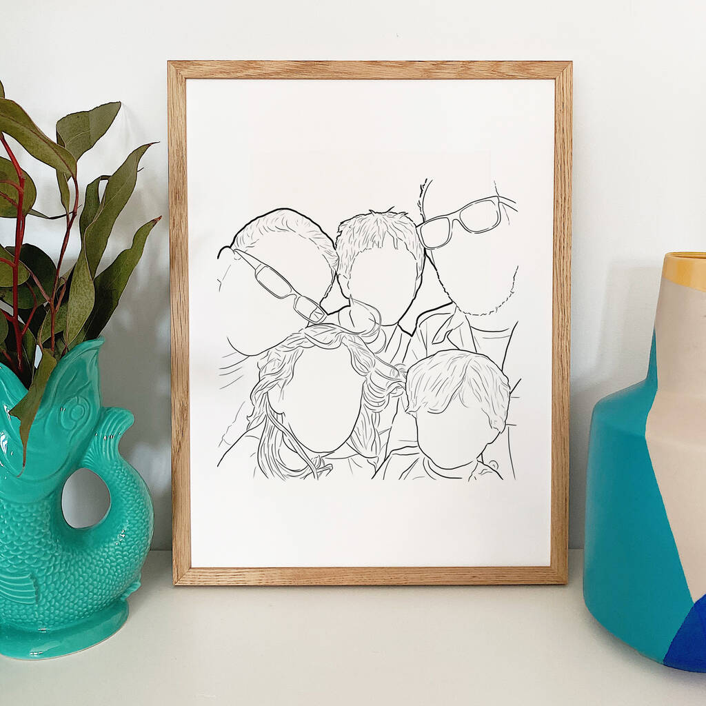 Personalised Line Drawing Family Portrait Illustration By La Fam ...