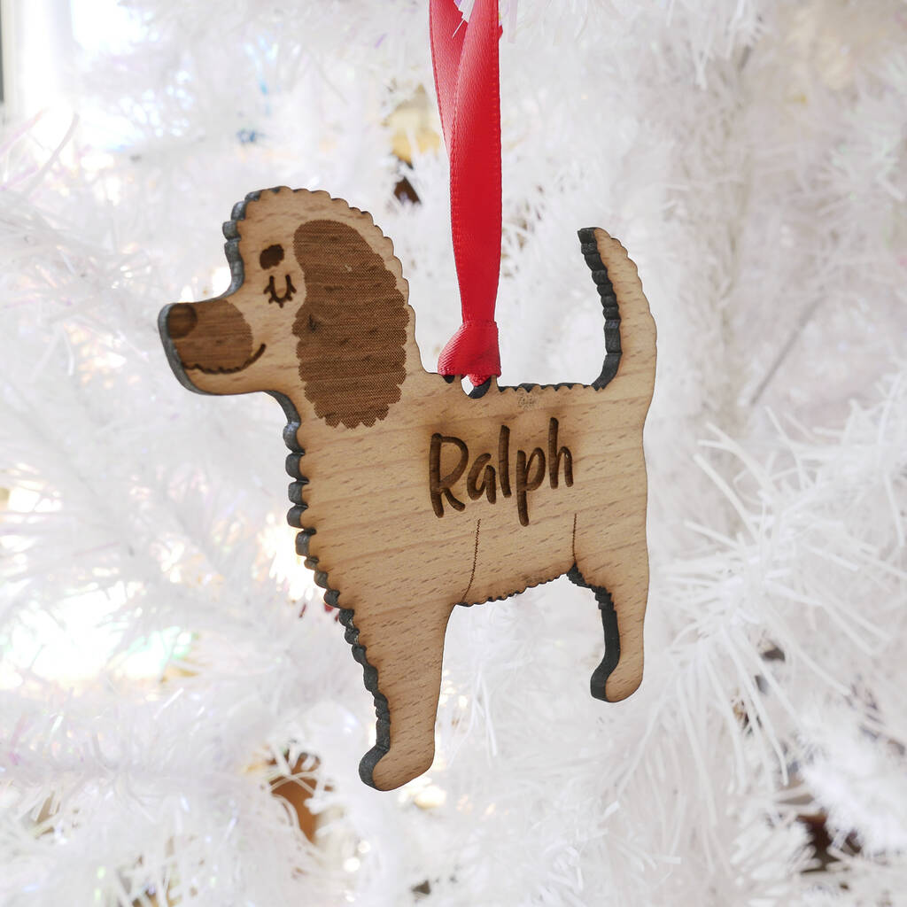 personalised cockapoo wooden christmas decoration by hoobynoo ...
