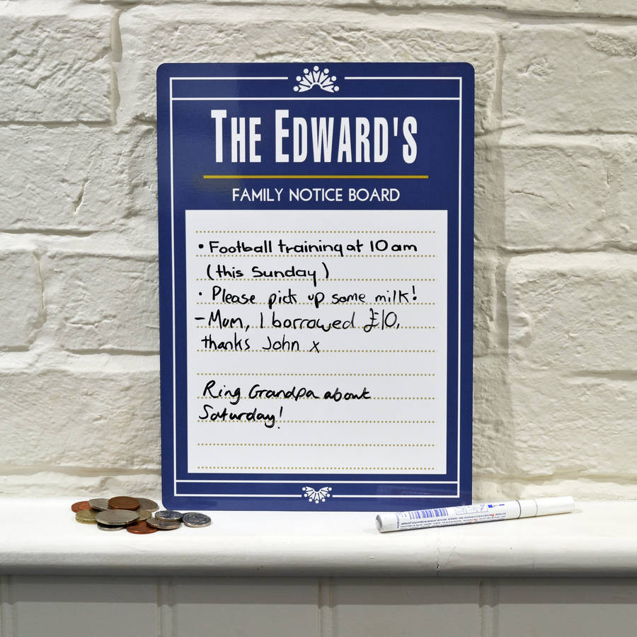 Personalised Enamel Style Notice Board By Oakdene Designs