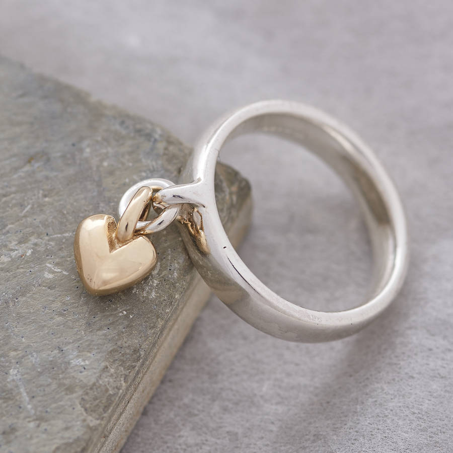 sweetheart solid silver or silver and gold charm ring by scarlett off ...