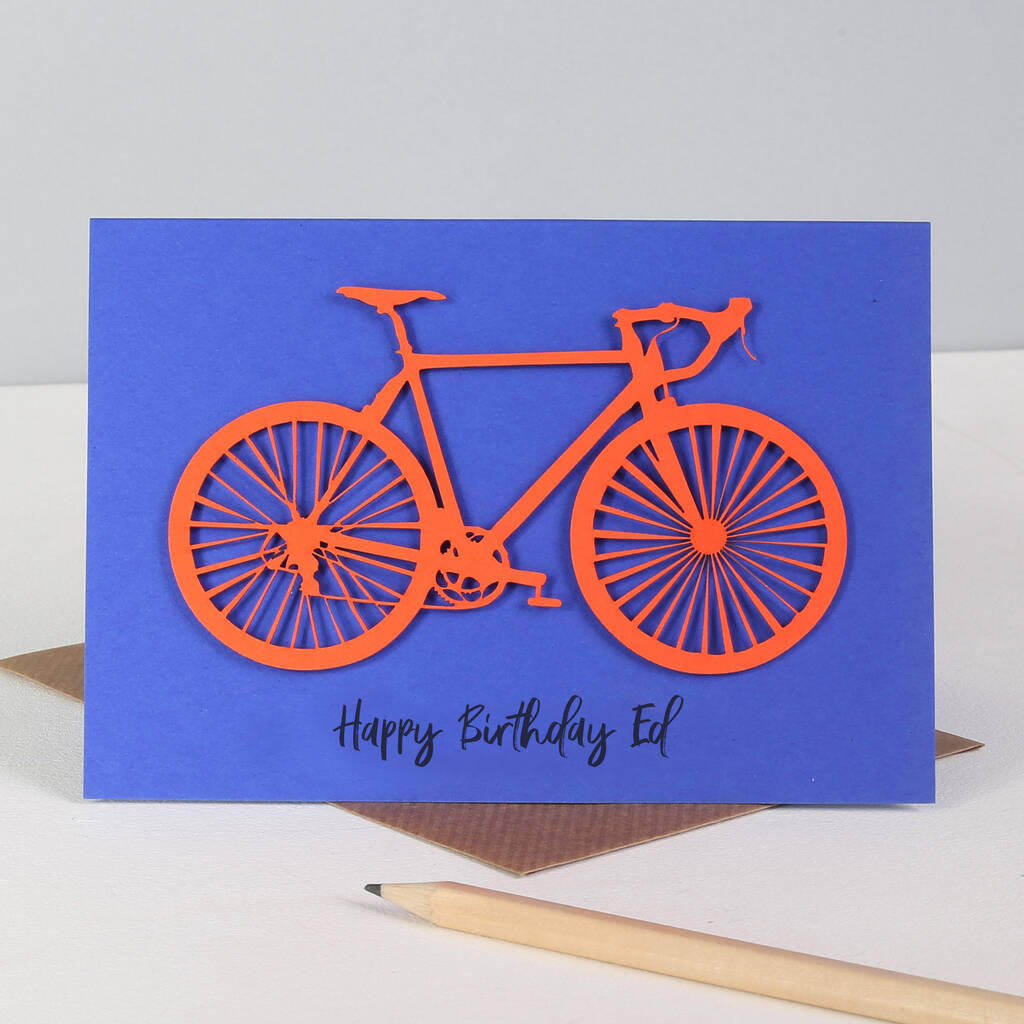 Personalised Cyclists Papercut Bicycle Birthday Card By Bombus ...