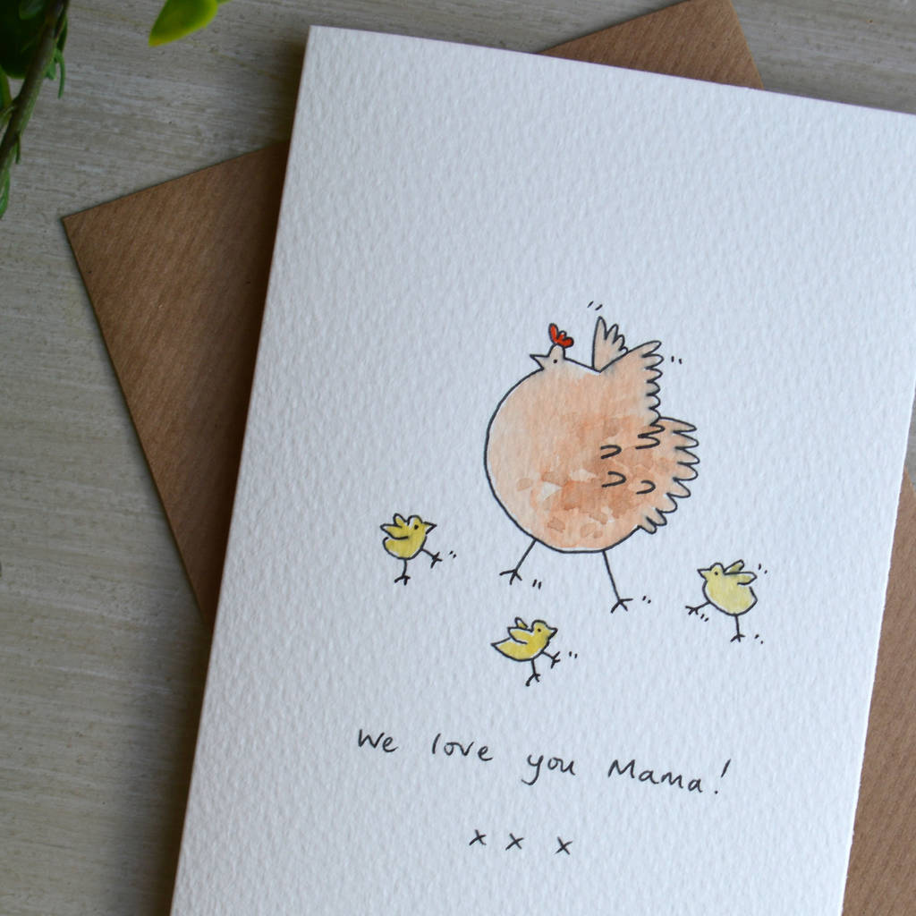 personalised 'hen and chicks' handmade card by hannah shelbourne ...