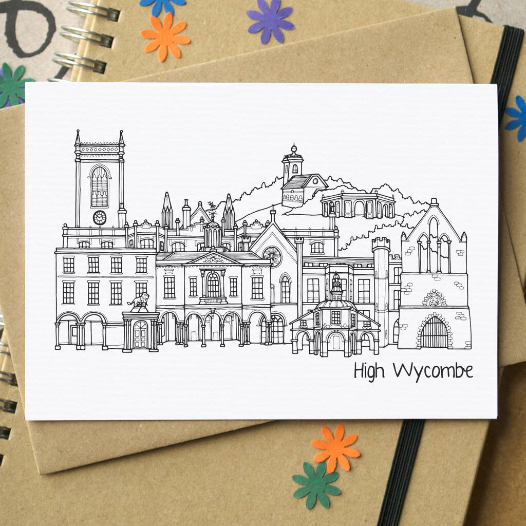 High Wycombe Skyline Art Print Unframed By Becka Griffin Illustration ...