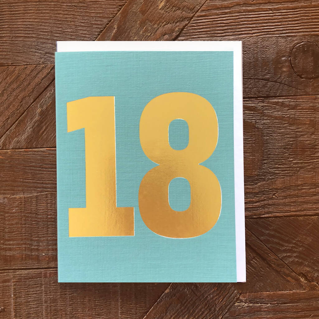 Mini Gold Foiled Number Eighteen Card By Kali Stileman Publishing