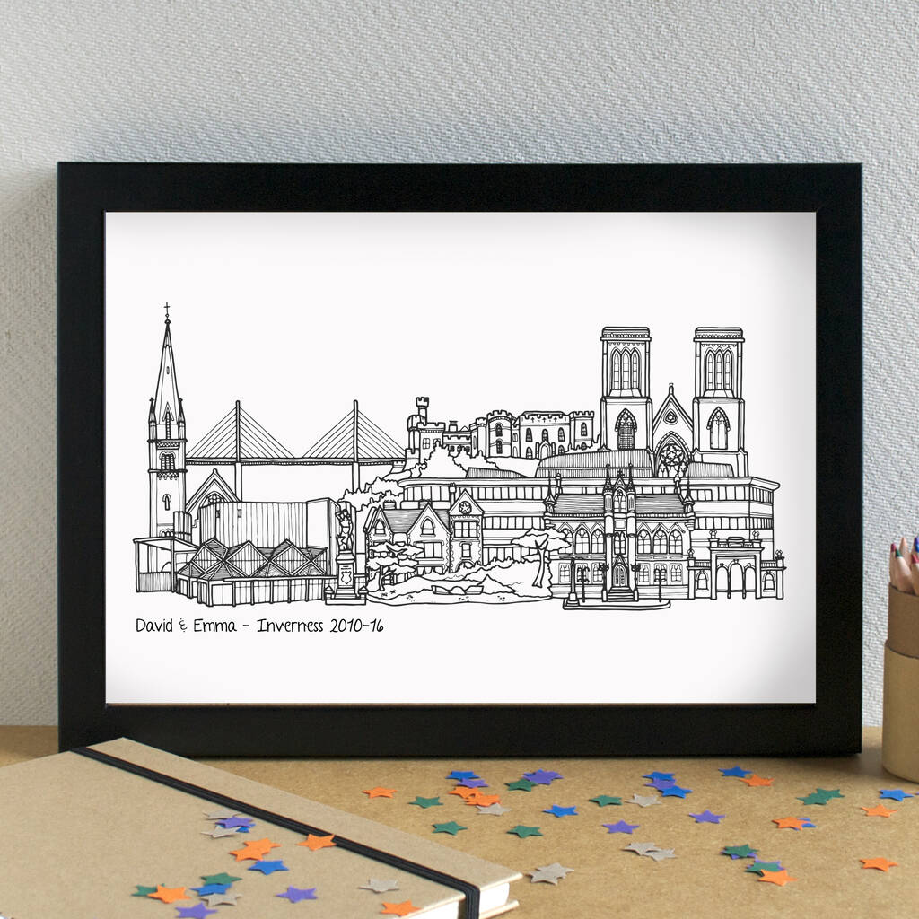 Inverness Skyline Art Print Unframed By Becka Griffin Illustration ...
