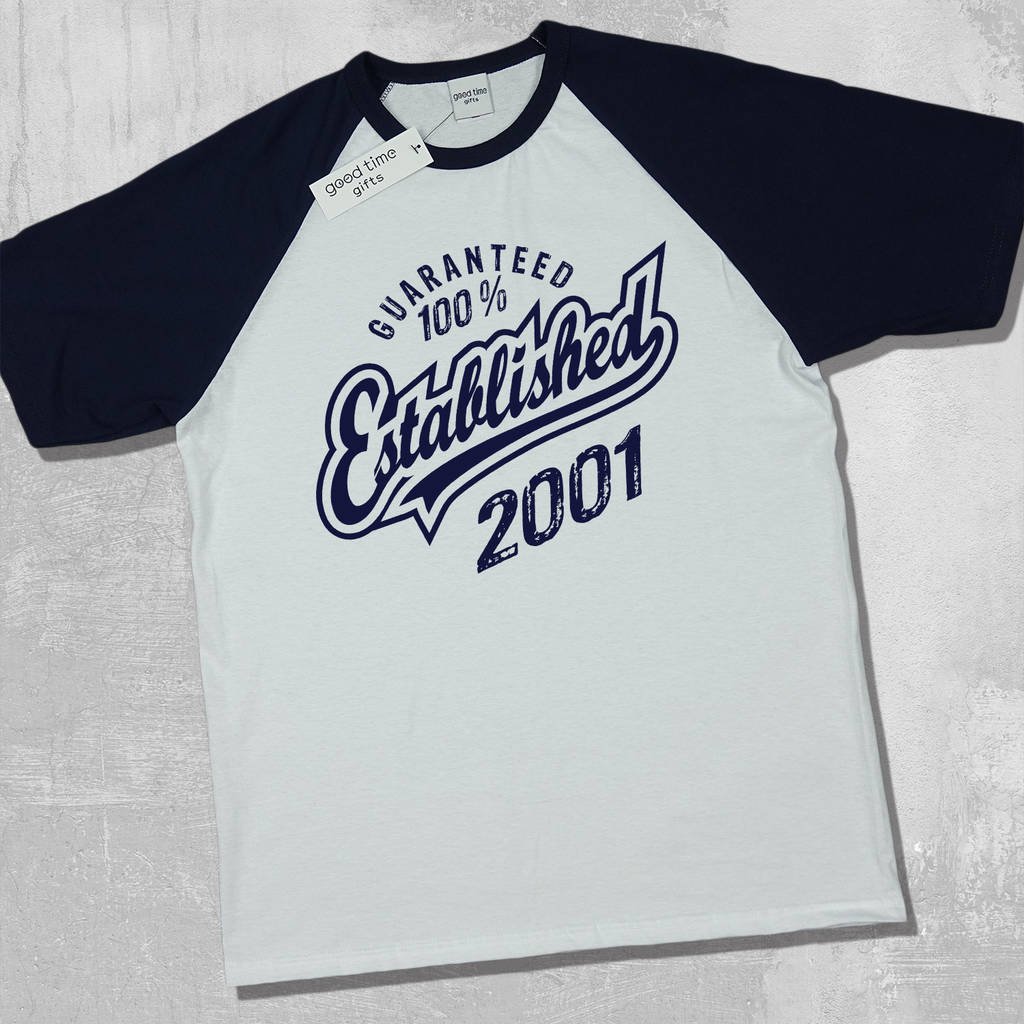 'established 2001' 18th birthday gift t shirt by good time gifts ...