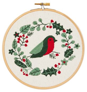Beginner Robin Wreath Embroidery Kit By The Modern Crafter ...