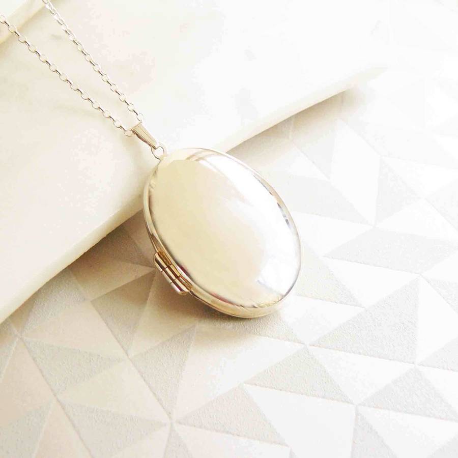 extra large silver locket with monogram by lime tree design ...