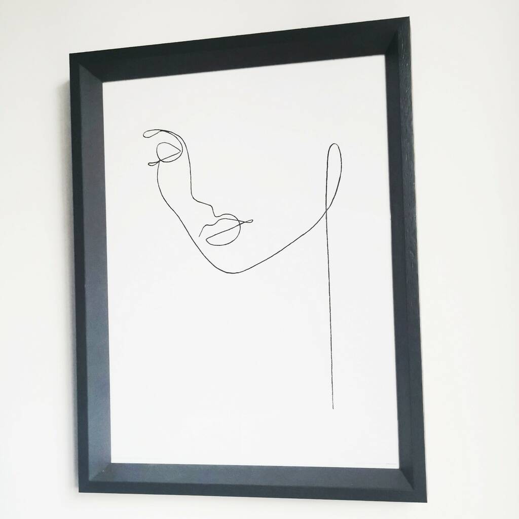 A3 Framed Face Line Drawing Art Print By Posh Totty Designs Interiors ...