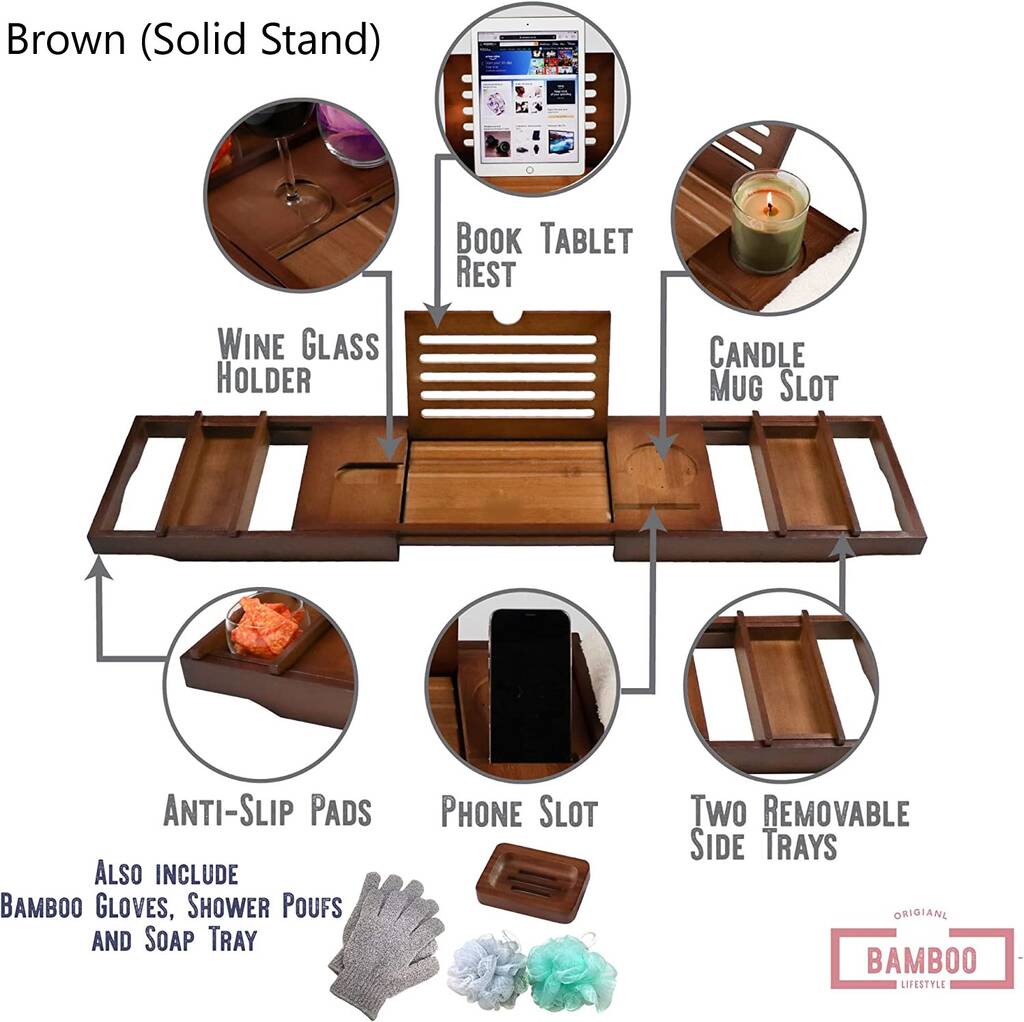 Wood Home Spa Bathtub Caddy Bath Tray By Momentum | notonthehighstreet.com