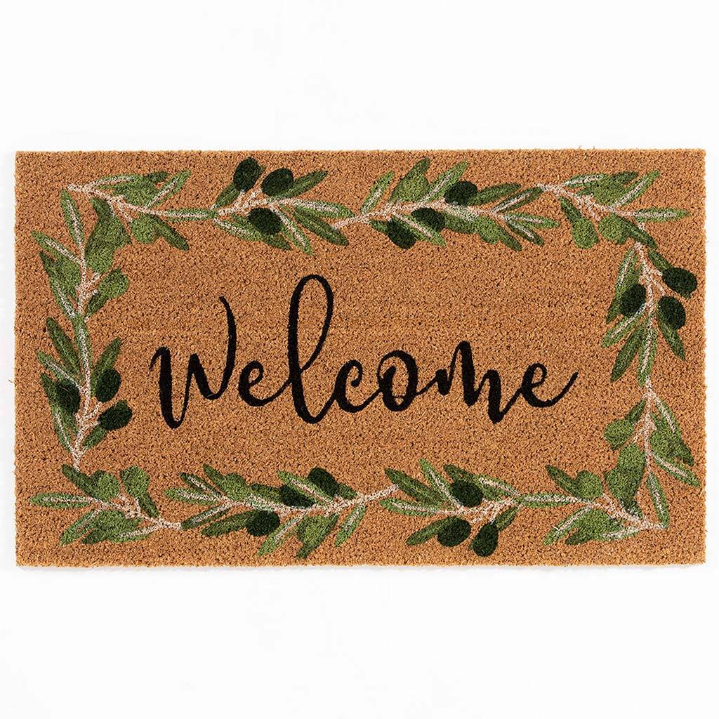 Ola Olive Branch Coir Welcome Mat By Dibor
