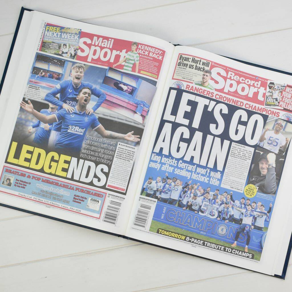 Personalised Rangers Newspaper Book By HELLO LOVELY