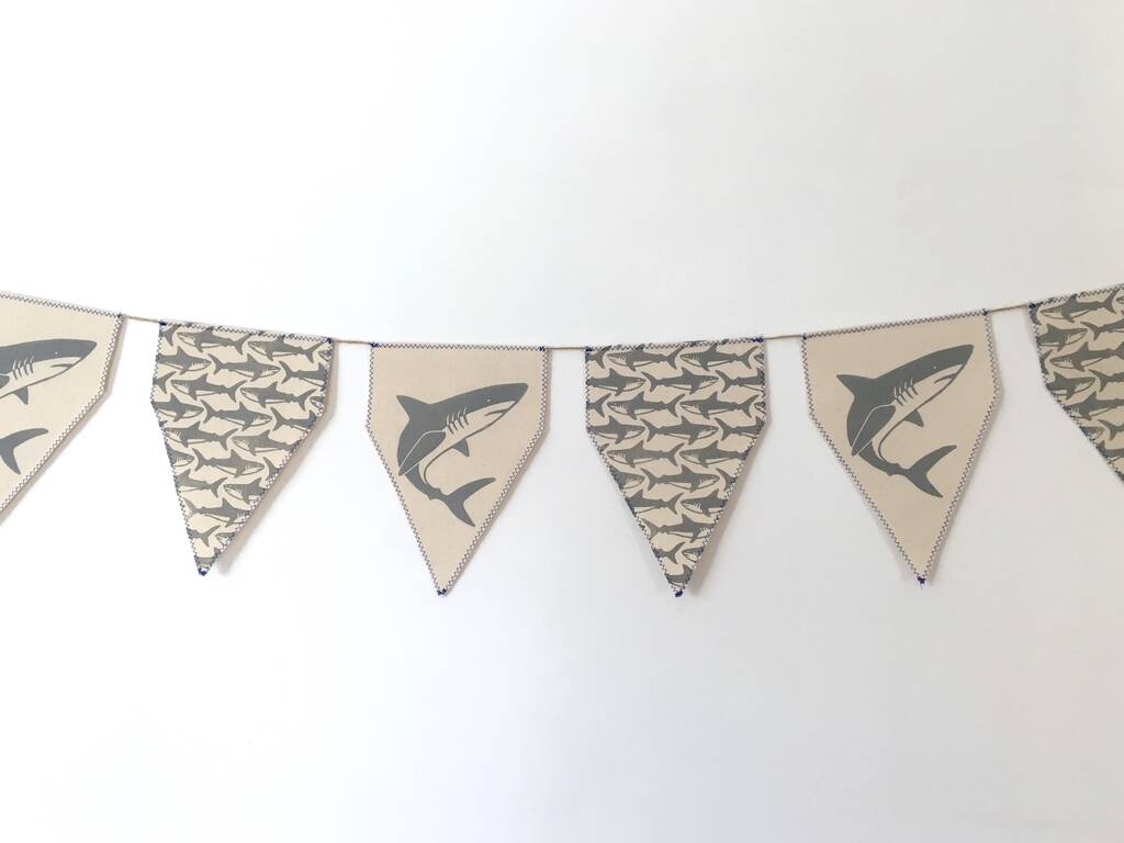 Shark Bunting, Wall Hanging. Handmade By Cetus