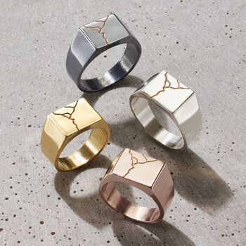 Personalised Chunky Kintsugi Signet Ring By Posh Totty Designs ...