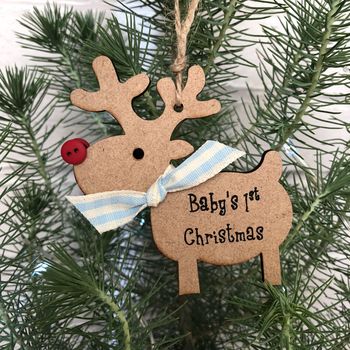 personalised baby's 1st christmas wooden reindeer by alphabet bespoke ...