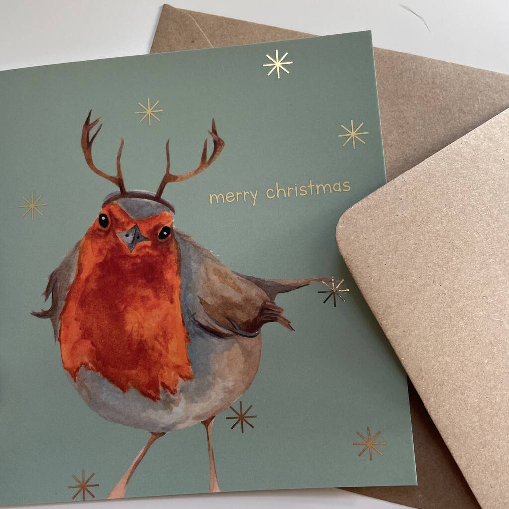 Gold Foil Robin Christmas Card By lil wabbit | notonthehighstreet.com