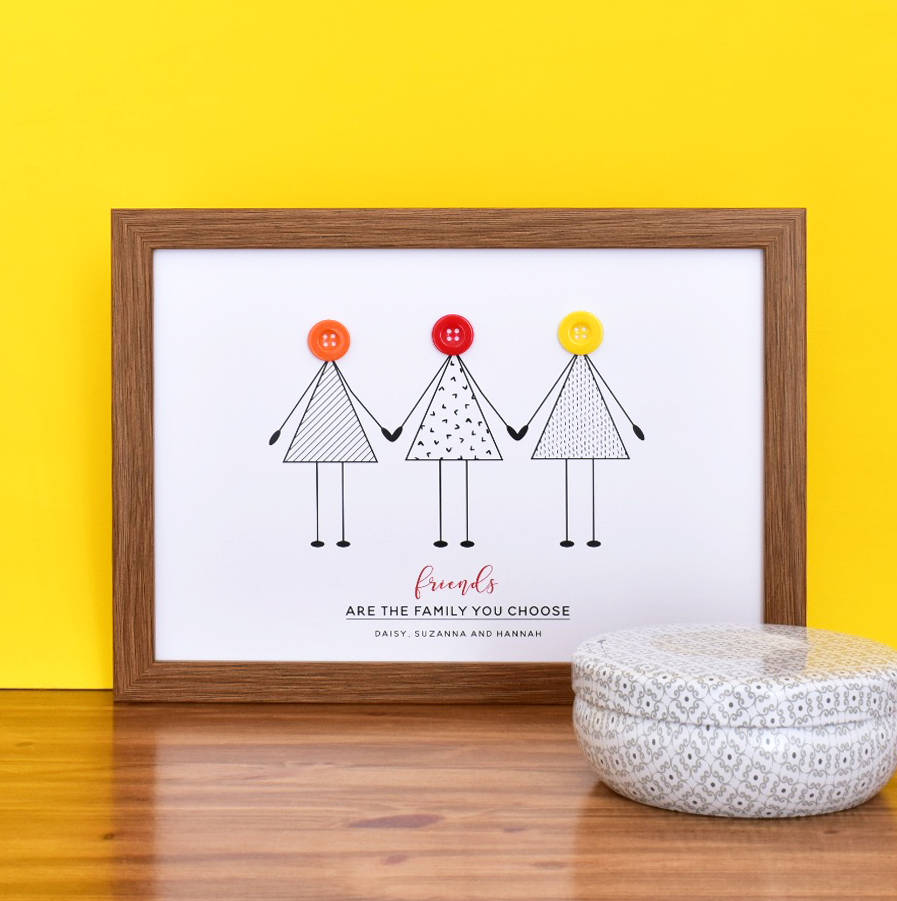 personalised friendship button print by mrs l cards ...