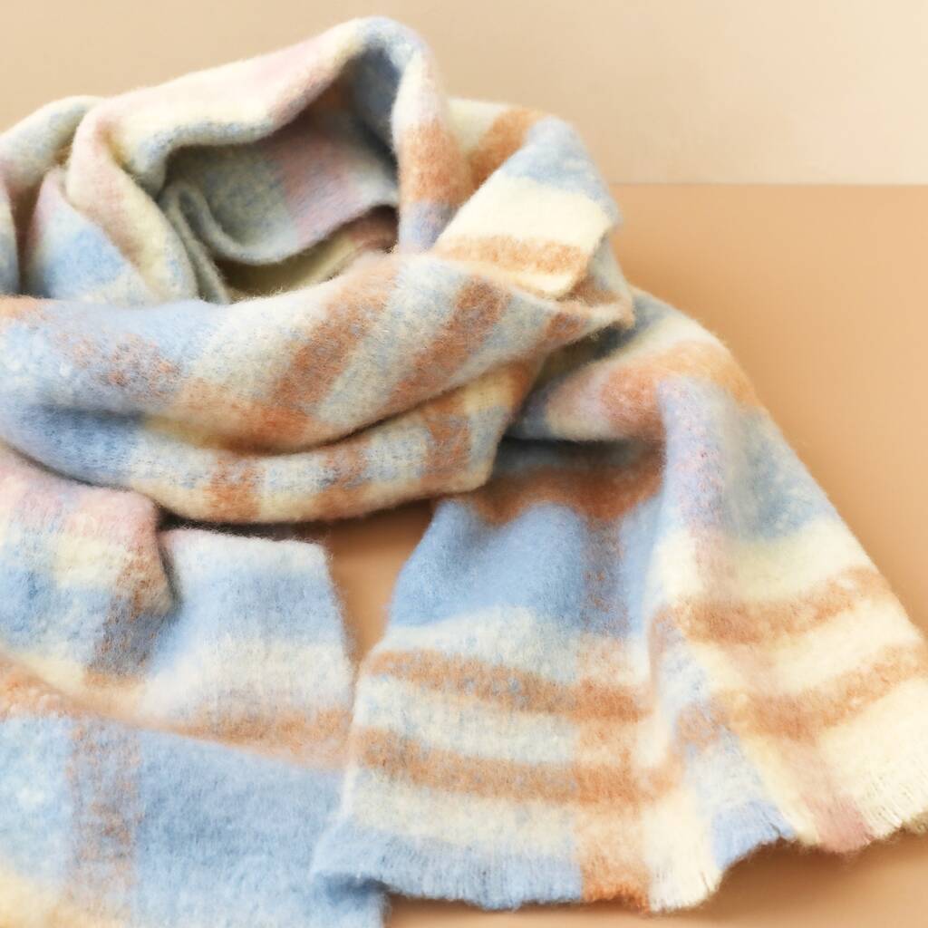 Pastel Multicoloured Check Winter Scarf By Lisa Angel ...